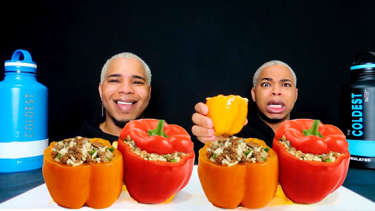 STUFFED BELL PEPPERS MUKBANG 🌶 🌶🌶 - YouTube