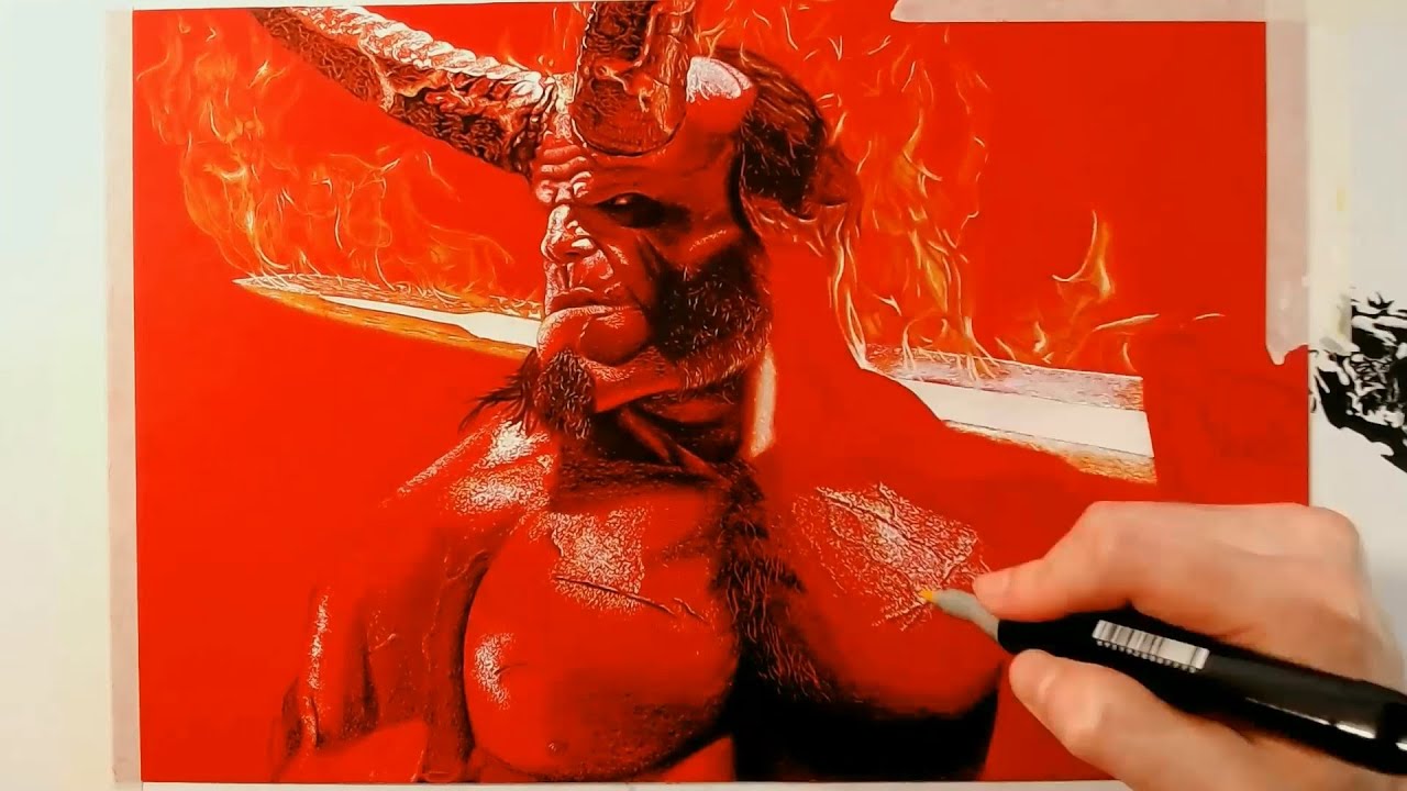 Dibujando a Hellboy | Drawing Hellboy - Timelapse | Hellboy 2019 - YouTube