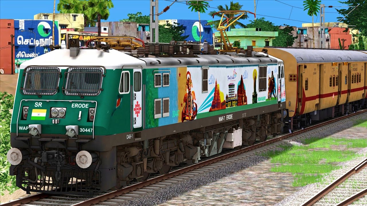 Tamilnadu tourism WAP7 lead Guruvayur Exp | Railworks 3 | Train ...