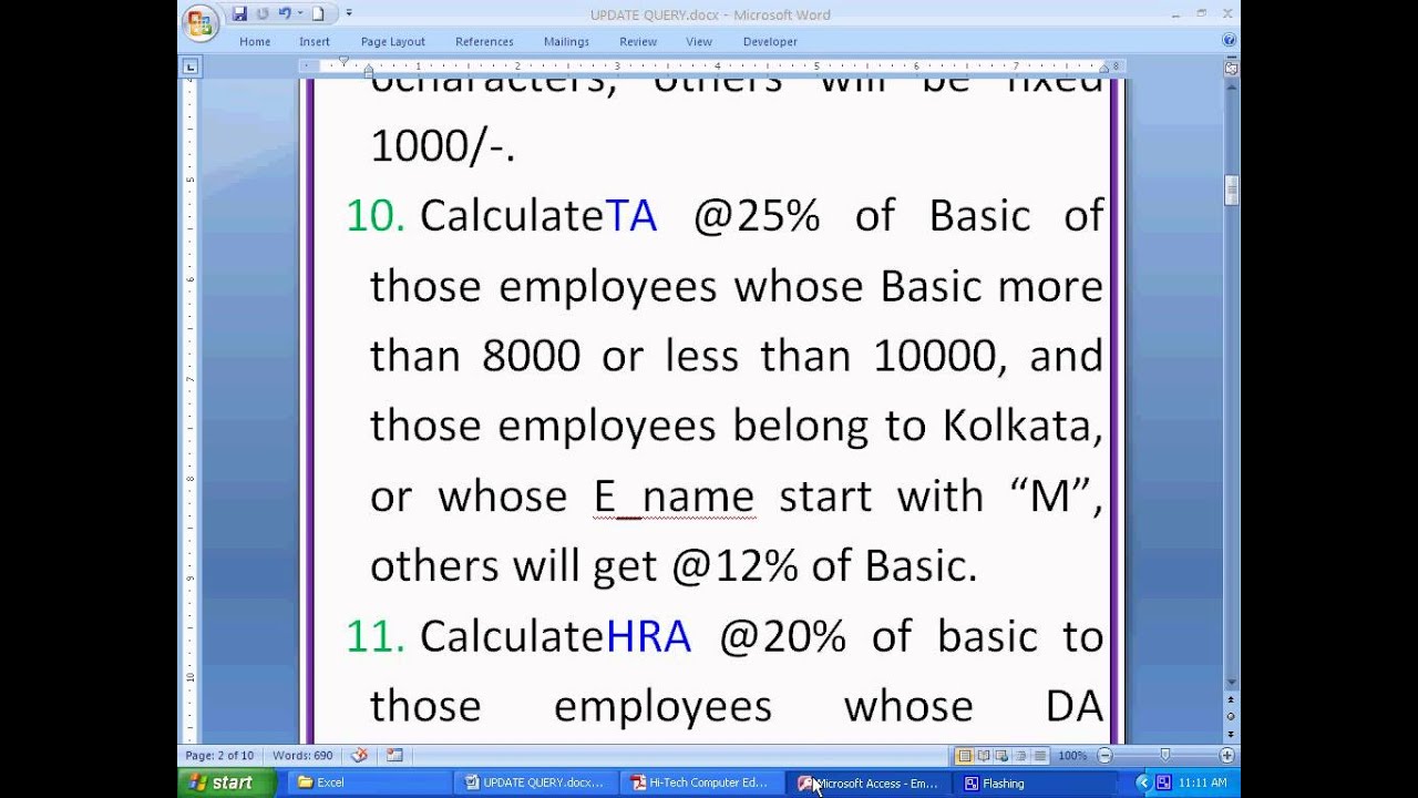 MS Access Tutorial in Bengali (Part-4) Update Query on Salary Sheet - YouTube
