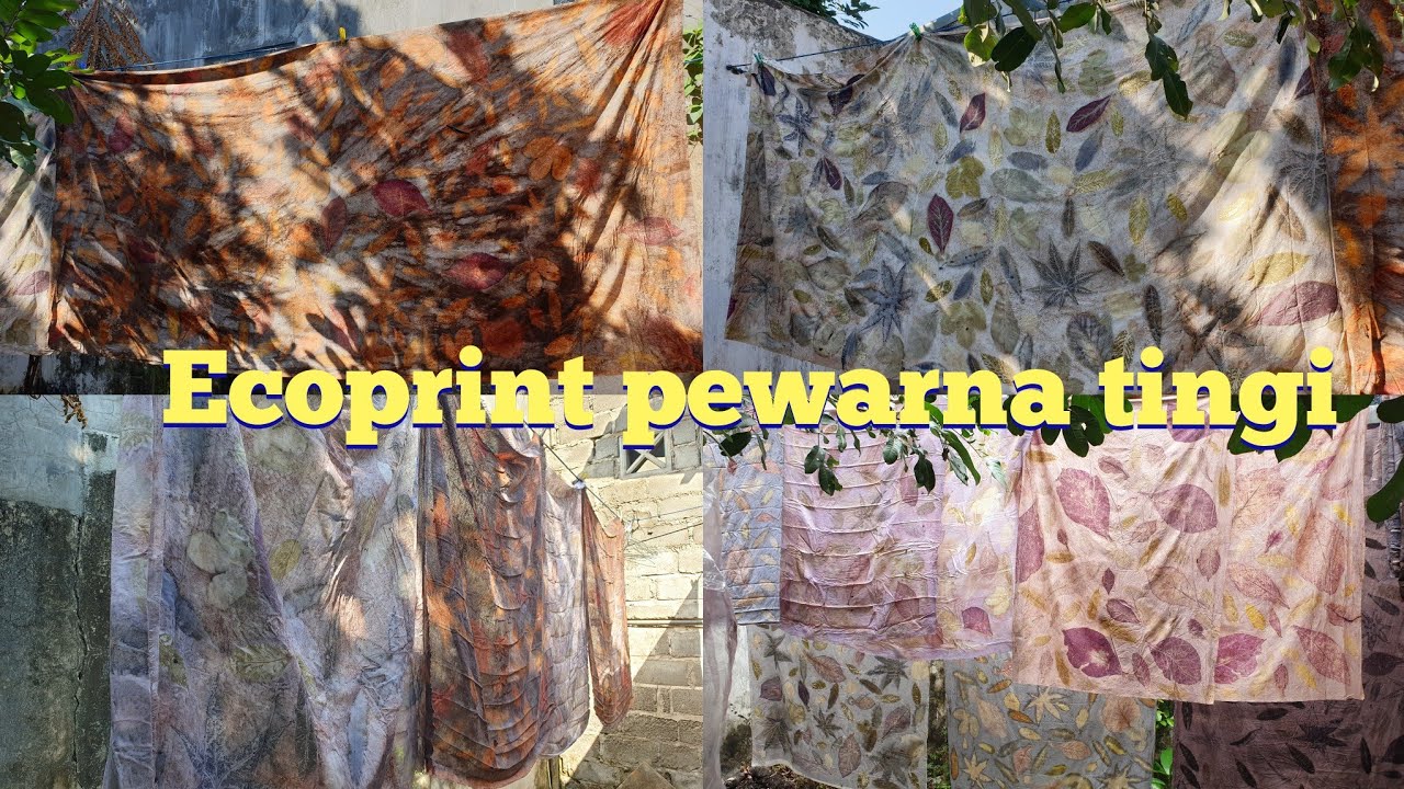 cara membuat ecoprint pada kain dan hijab pake pewarna tingi - YouTube