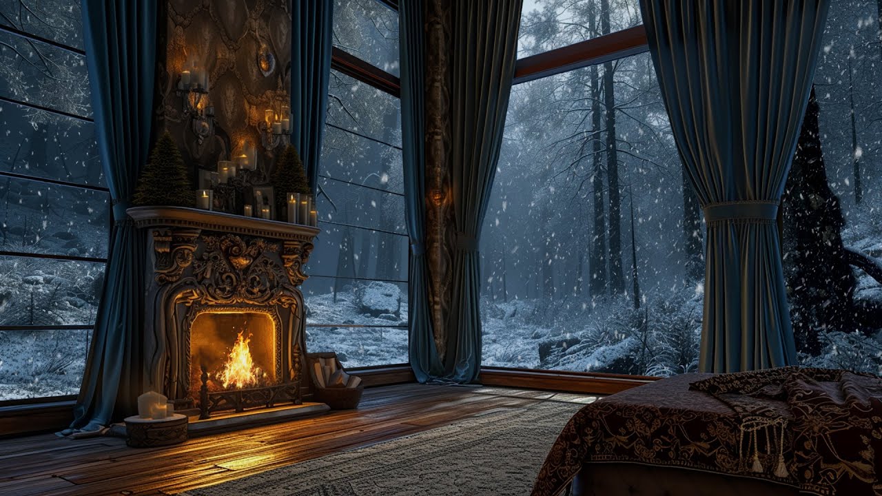Snowy Night's Sleep: Soothing Fireplace ASMR creating a Peaceful and ...