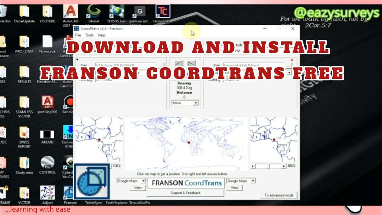 Franson coordtrans v2.3 free download and install for PC || #fransoncoordtrans - YouTube