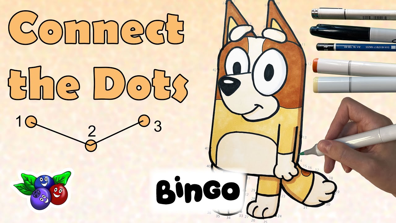 Connect the Dots Drawing - BINGO from Bluey - Beginner Drawing Step by ...