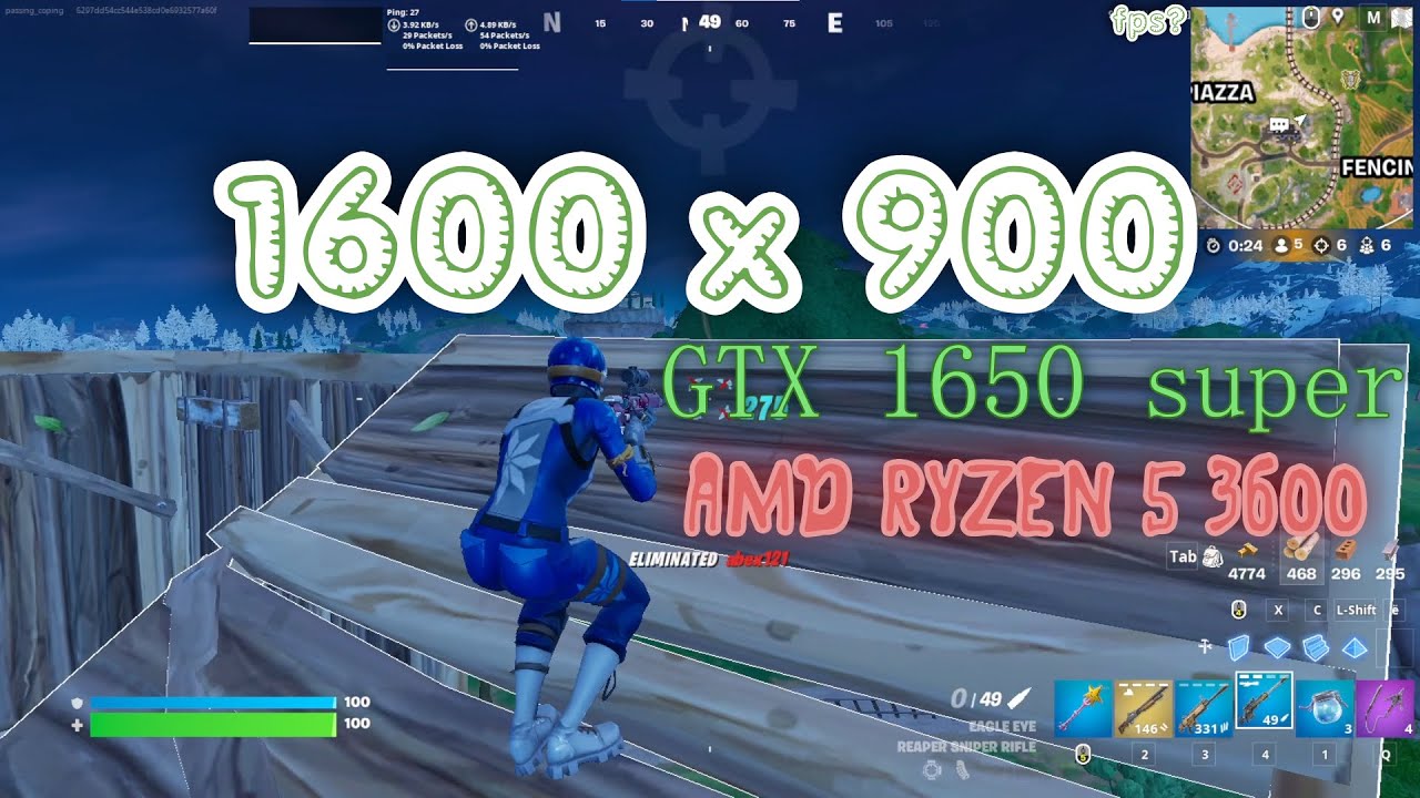 Resolution 1600x900 l GTX 1650 super l RYZEN 5 3600 l Fortnite Chapter ...