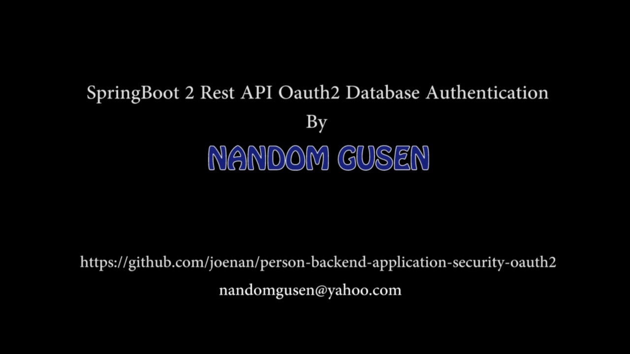 Springboot Rest Api Security Oauth2 Database Authentication Youtube