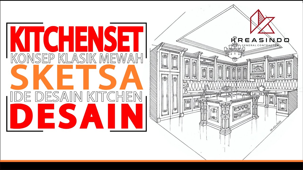 Sketsa Desain Kitchen Set Klasik - YouTube