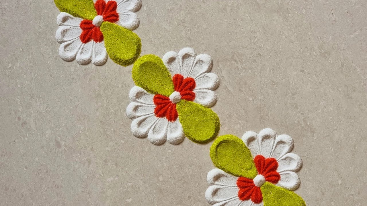 2 easy border rangoli designs | simple rangoli side designs #rangoli # ...