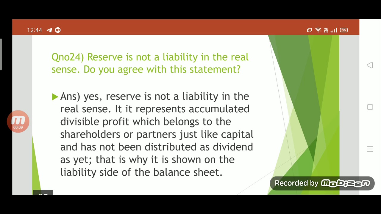 Why reserve is shown in the liability side - YouTube
