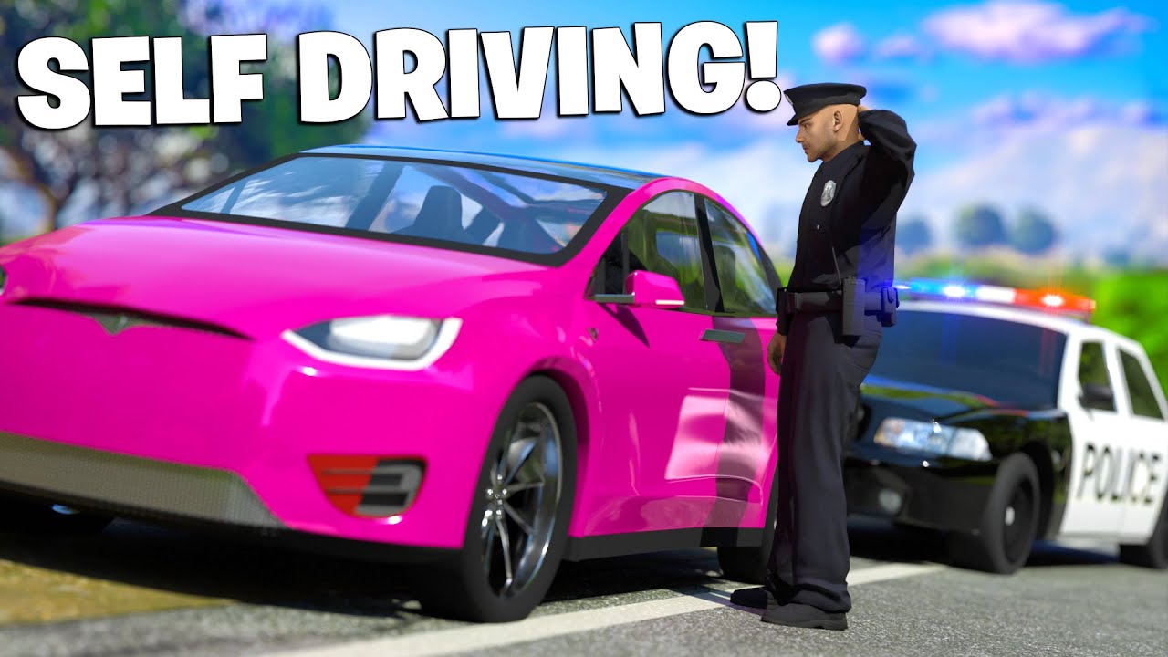Self Driving TESLA Trolls Cops in GTA 5 RP! - YouTube