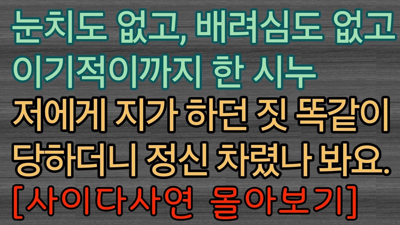 사이다사연 모음 똑같이 당해 보니 정신 차리네요 ㅋㅋㅋ 사이다사연 사이다썰 미즈넷사연 응징사연 반전사연 참교육사연 라디오사연 핵사이다사연 레전드사연 Youtube