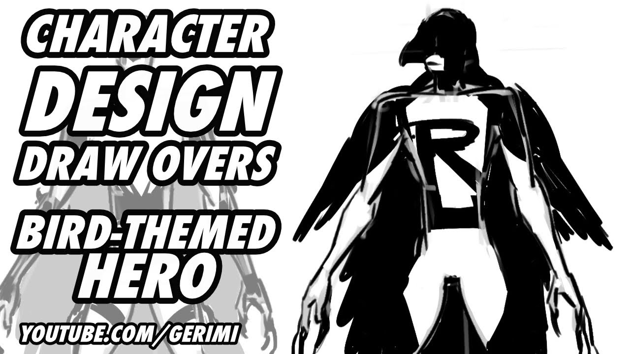 Character Design Draw Over: Bird-themed Hero - YouTube