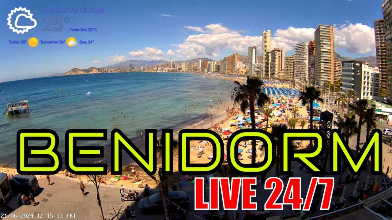 Benidorm Live Beach Cam 🇪🇸 Streamed 21st June 2024 (1) - YouTube
