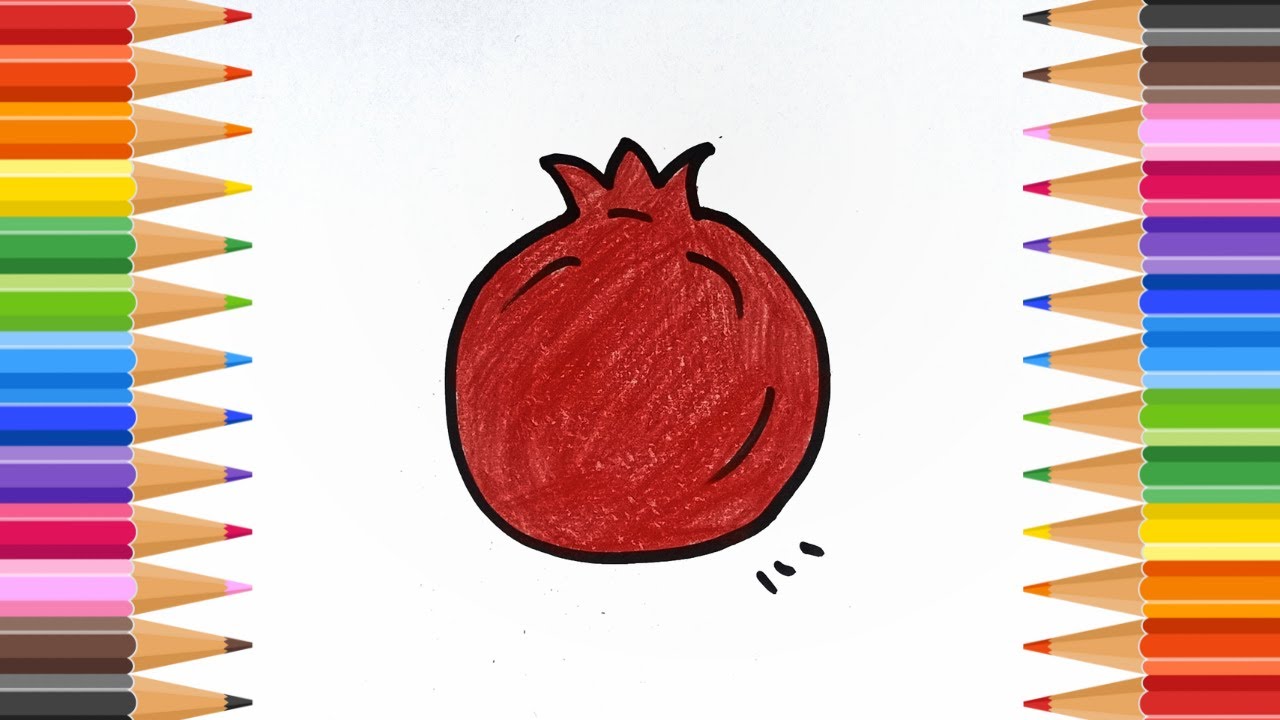 Easy Pomegranate Drawing | How to draw pomegranate - YouTube