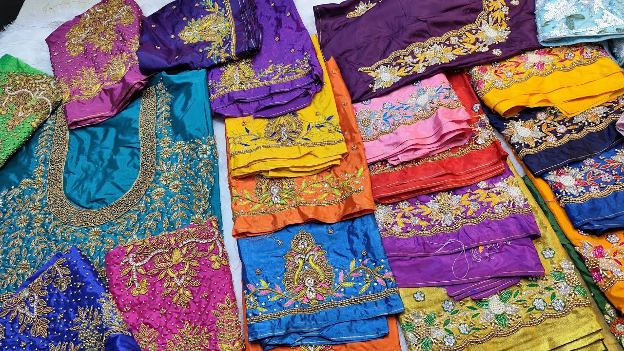 Aari work🩷Maggam work 🩷Blouse material 🩵WhatsAp 9363639949🩵Grace Silks ...