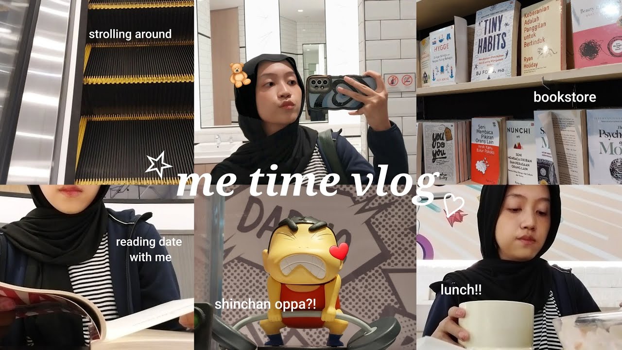 me time vlog 🧸 : @aeon tj barat, mam hokben, miniso, gramedia, reading ...