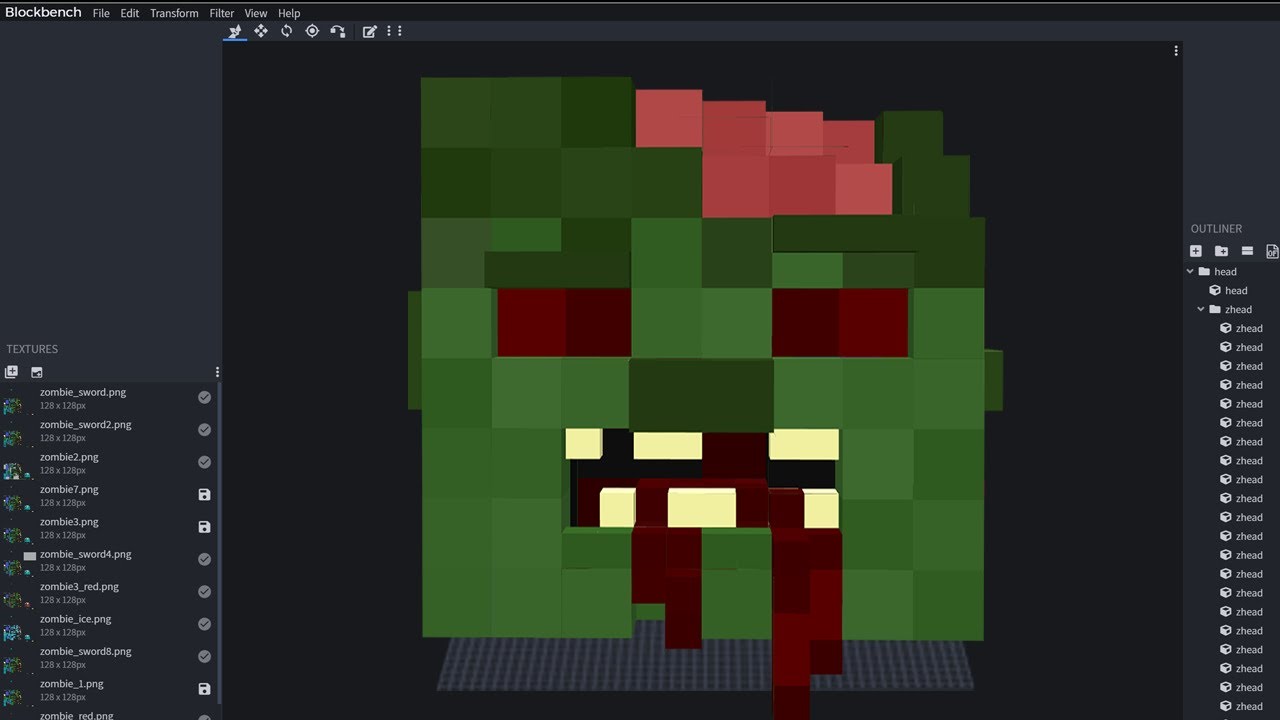 Minecraft 3D zombie model timelapse for my resource pack - YouTube