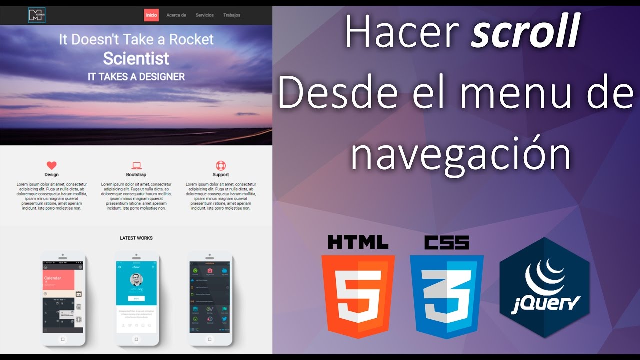 Scroll con menú de navegación | HTML5 - CSS3 - JQUERY - YouTube