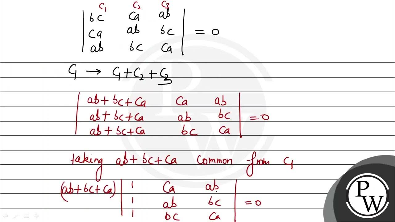 If \( a, b, c \) are non-zero real numbers, then \[ \left|\begin{array}{lll} b c & c a & a b ...