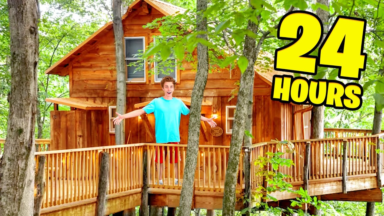 24 Hours in a TREEHOUSE *They’re Watching Us* - YouTube