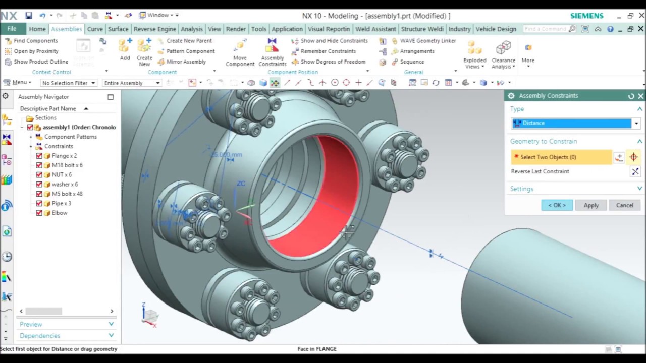 Pipe Fittings assembly in Siemens NX 10 - YouTube