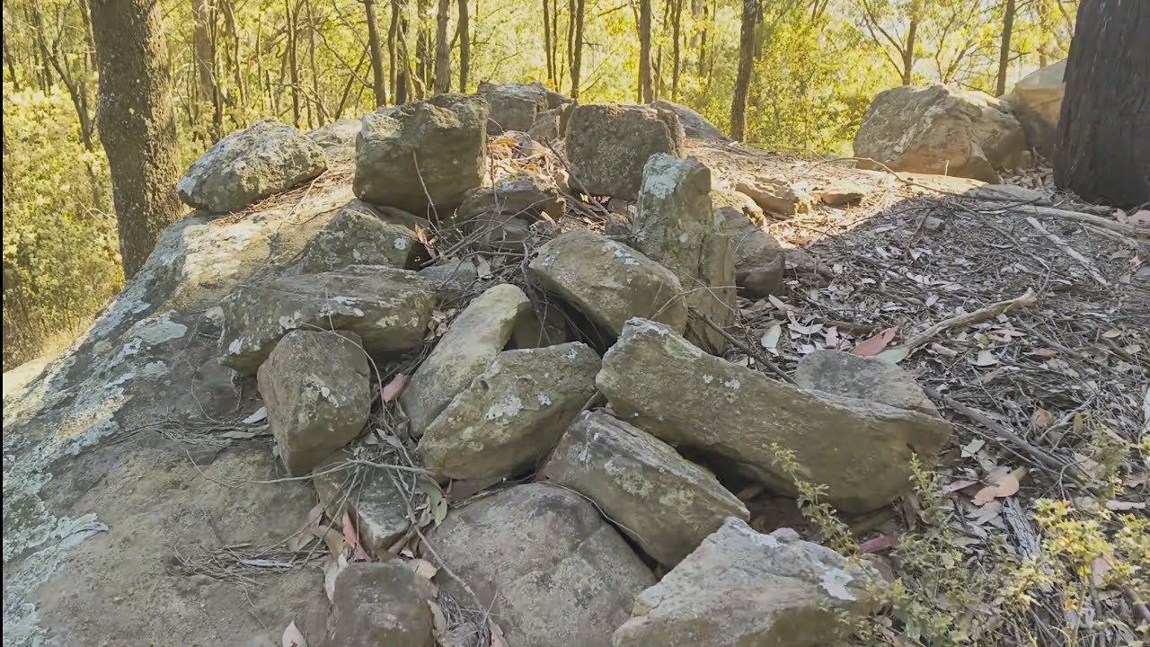 A quick glimpse at an Aboriginal Sacred Site on a ridge looking at ...