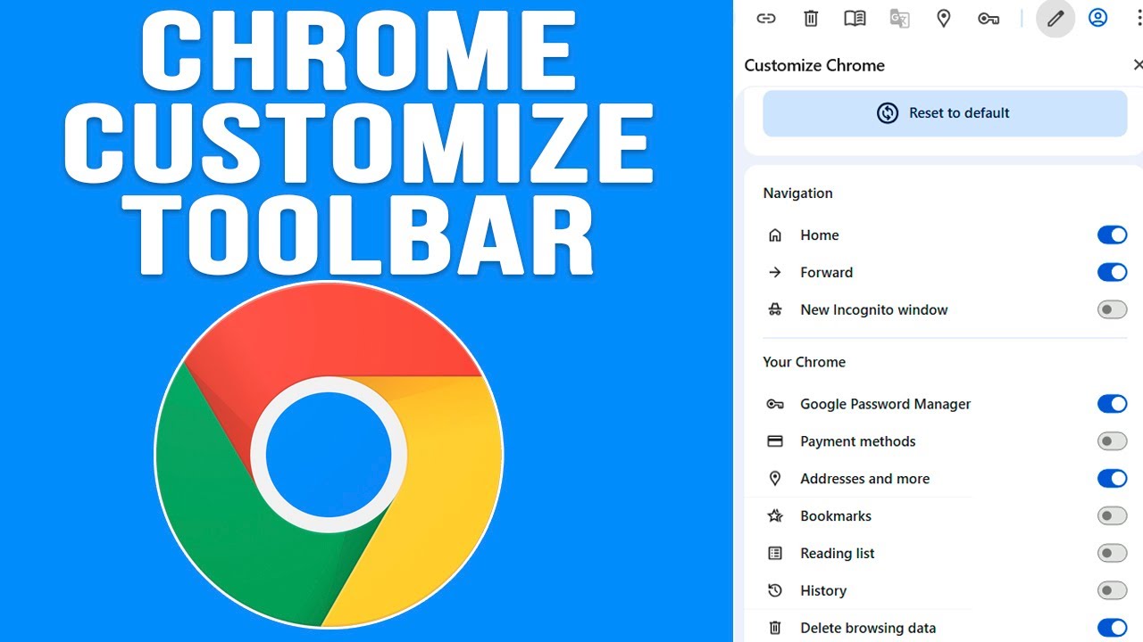 The New Google Chrome Customize Toolbar Options - YouTube