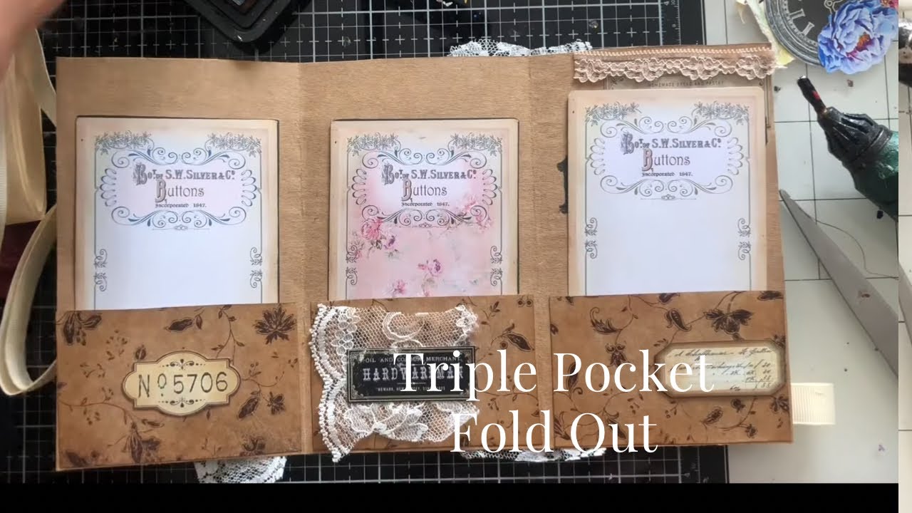 TUTORIAL MAKE Triple Fold Out Book with Pockets - YouTube