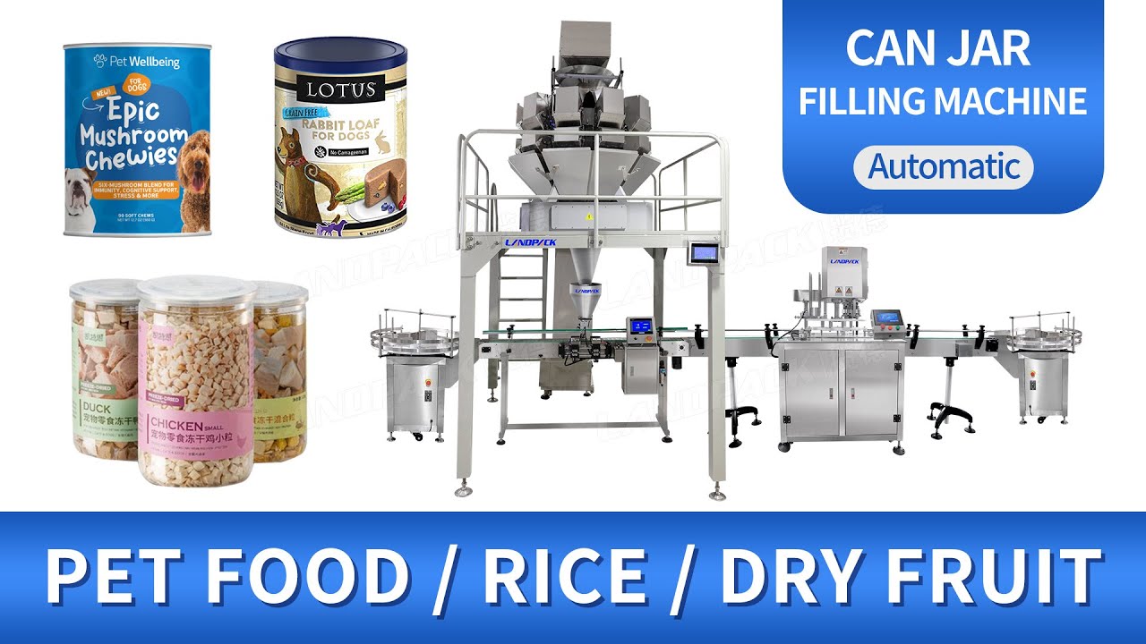 Automatic Multi Heads Weigher Pet Food Filling Canning Sealing Machine ...