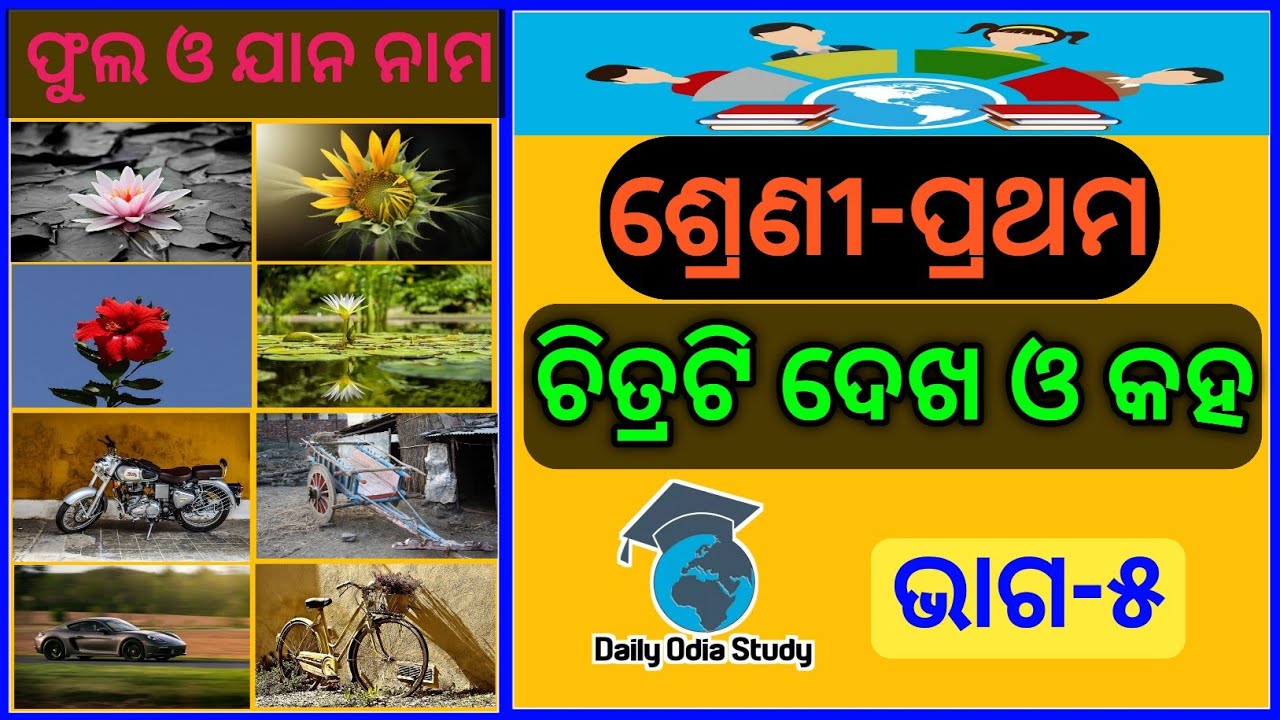 daily odia study!odia medium!class 1st level!ଚିତ୍ରଟି ଦେଖ ଓ କହ ଭାଗ -୫!odia primary school - YouTube