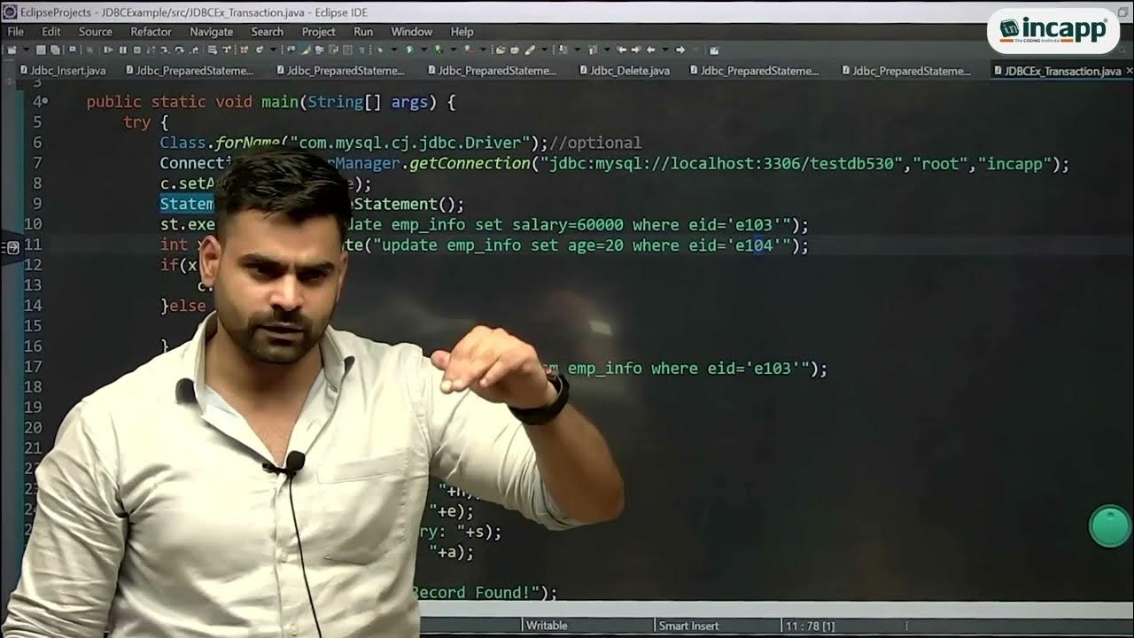Jdbc Transaction Java Rahul Chauhan Incapp Youtube