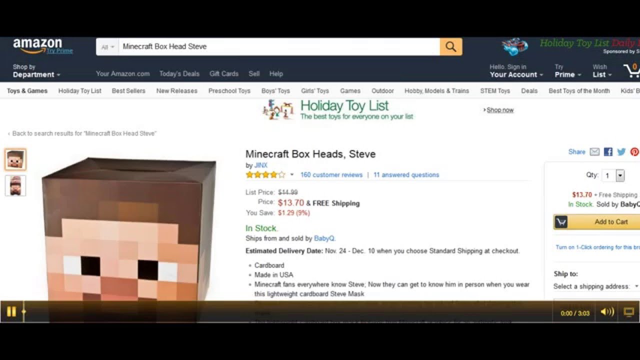 Minecraft Box Head Steve Review Discount - YouTube