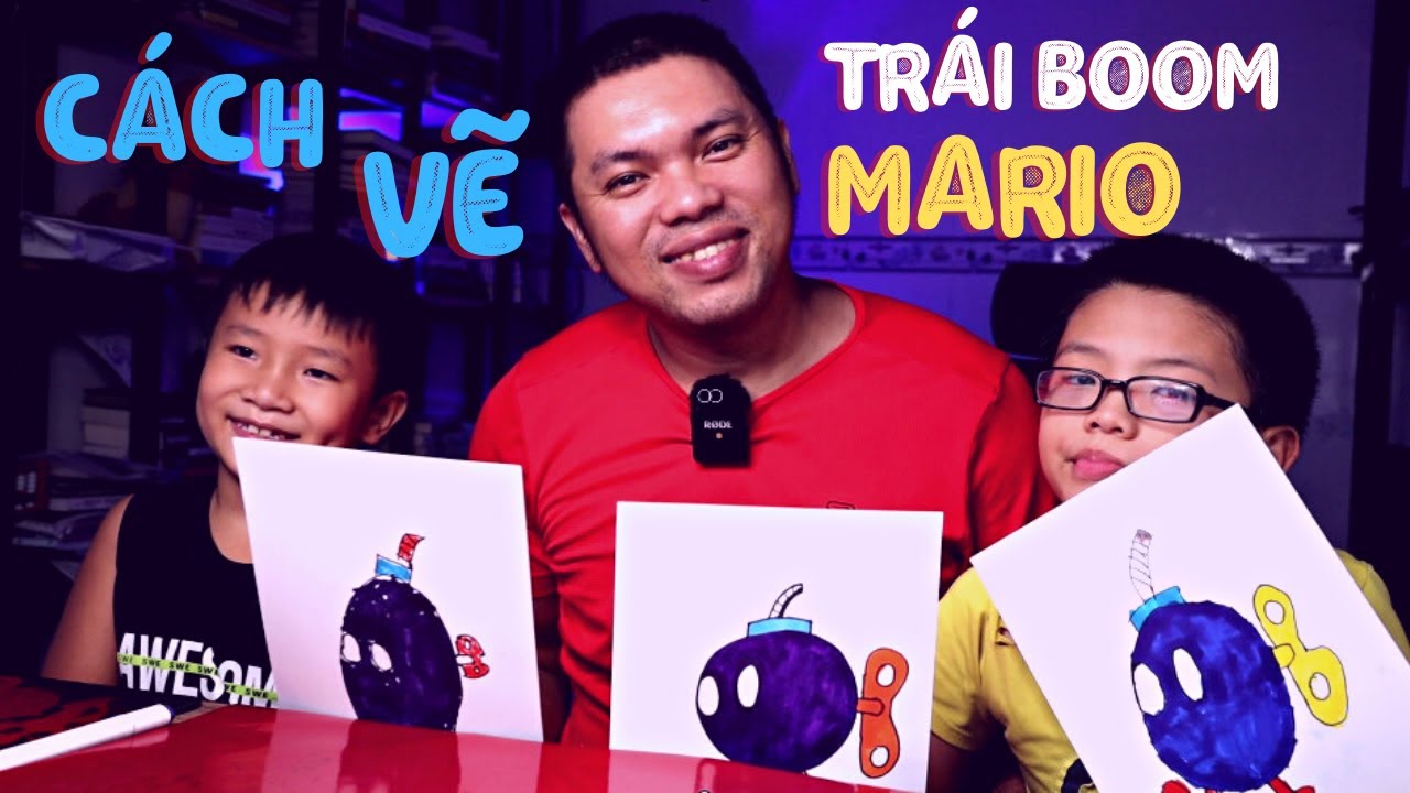Cách vẽ quả bom trong Mario cùng 3 cha con - How To Draw Bob omb From ...