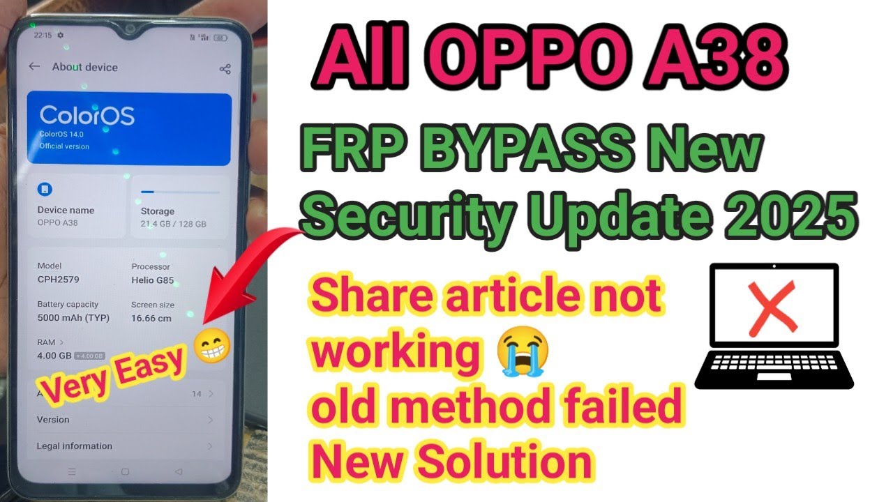 OPPO A38 FRP BYPASS ANDROID 14 | Share Article | OLD Method Failed ...