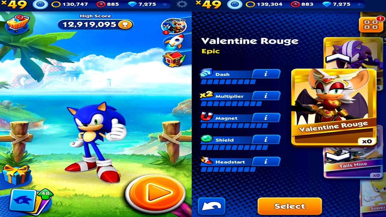 Sonic Dash Sonic VS Valentine Rouge Android iPad iOS Gameplay HD - YouTube