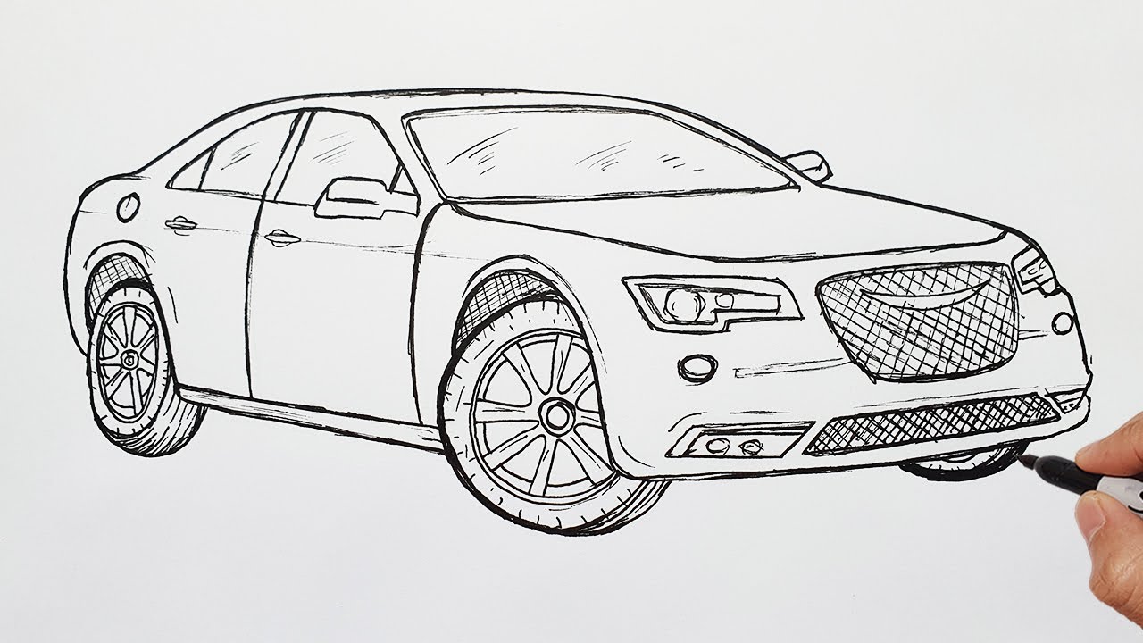 How To Draw A Car Chrysler 300 C - YouTube