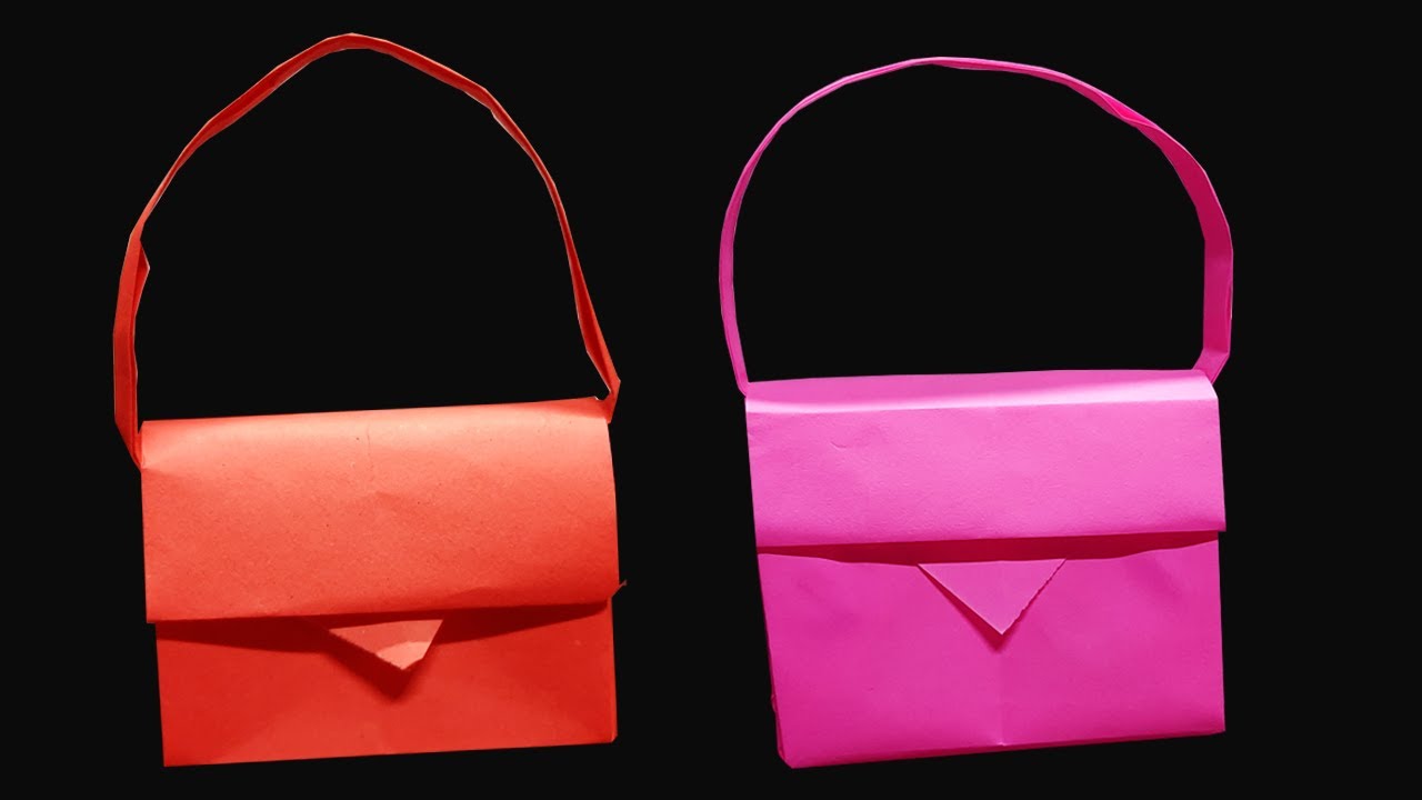 How to make origami paper handbag step by step | paper handbag crafts ...