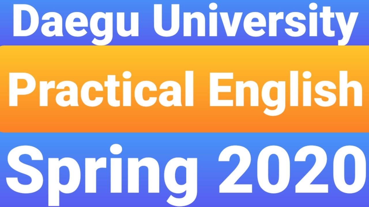 Introduction Spring 2020 - Daegu University. - YouTube