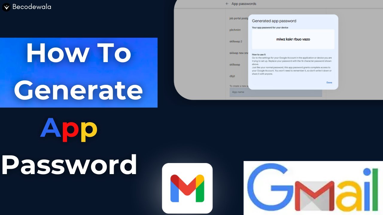 How to Generate App Passwords in Google | How to Create Gmail App Password | Secure Google ...