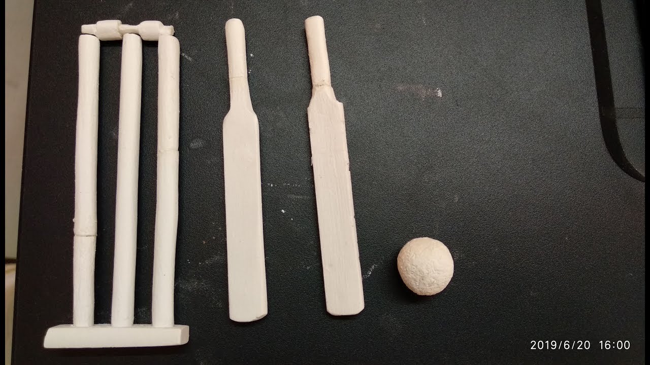 how to carve cricket bat , ball and stumps using a chalk??? - YouTube