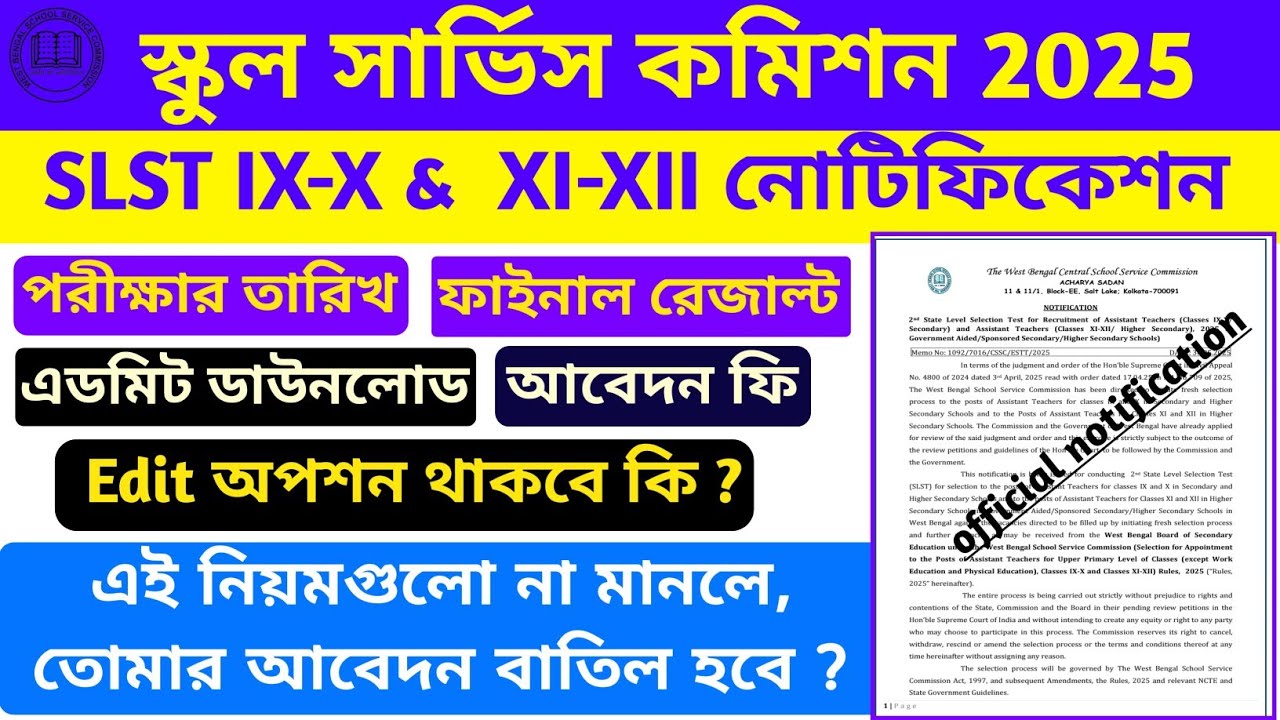 WB SSC SLST Notification 2025 | Slst Eligibility Criteria,Exam Date ...