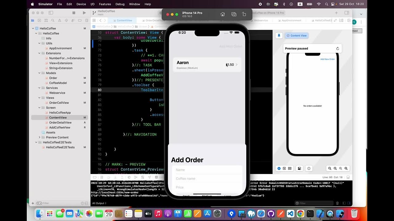 Swiftui Mv Design Pattern Sample Coffee Order App Youtube