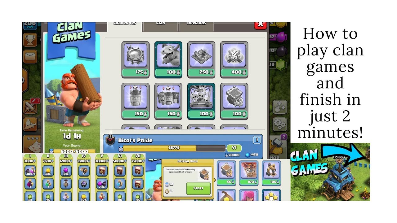 How to play clan games and finish in just 2 minutes! - YouTube