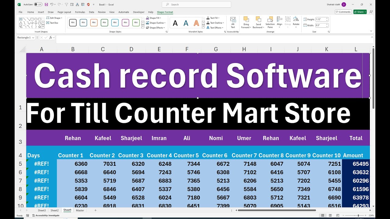 How To Cash Record Maintain Software in Excel - YouTube