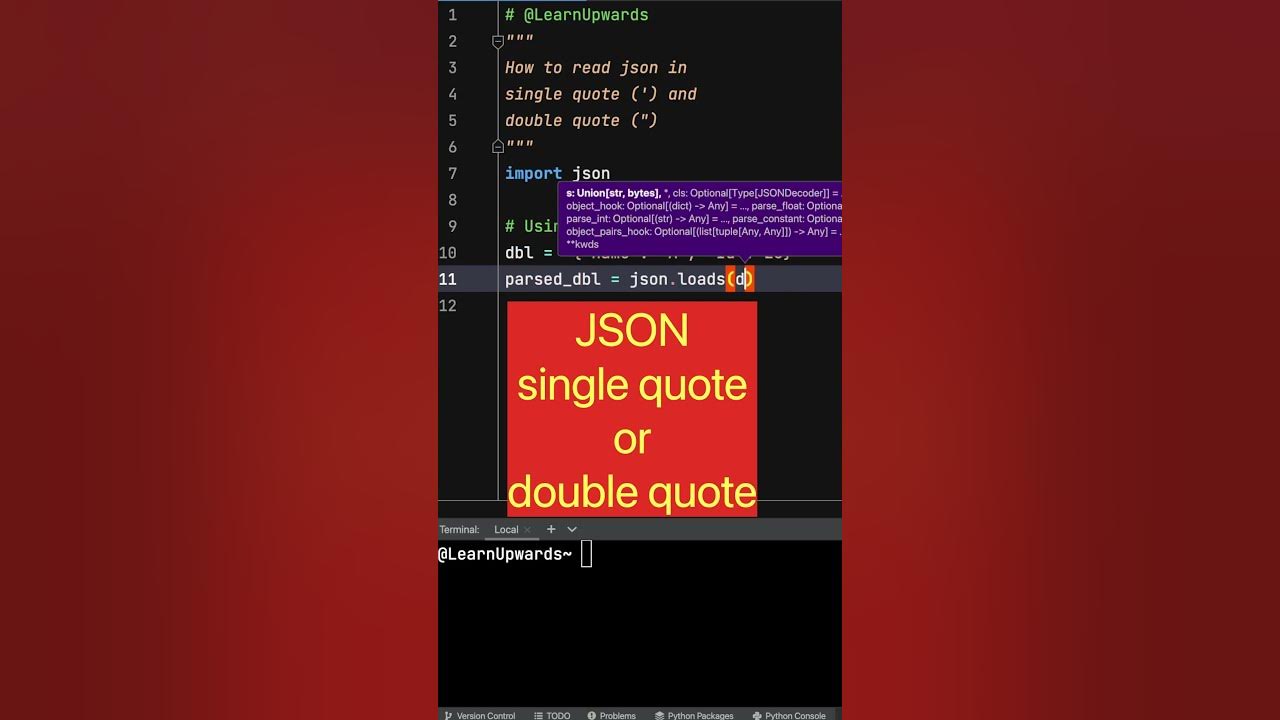 Python json how load single and double quote #python #json - YouTube