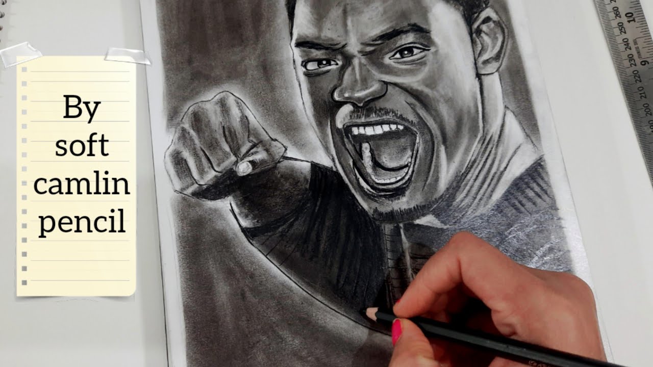 How to draw Will Smith charcoal pencil portrait || Drawing tutorials ...
