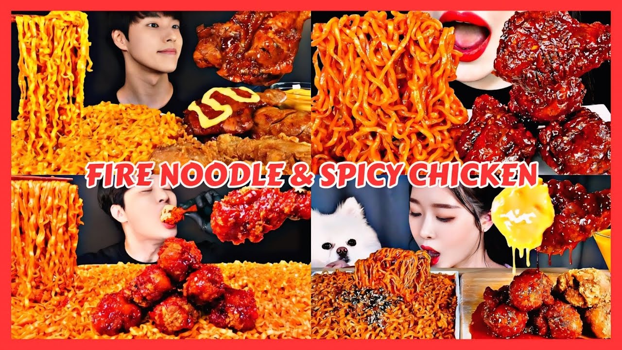 Hot and Spicy Mukbang: Fire Noodles and Chicken | Satisfyingly Spicy ...