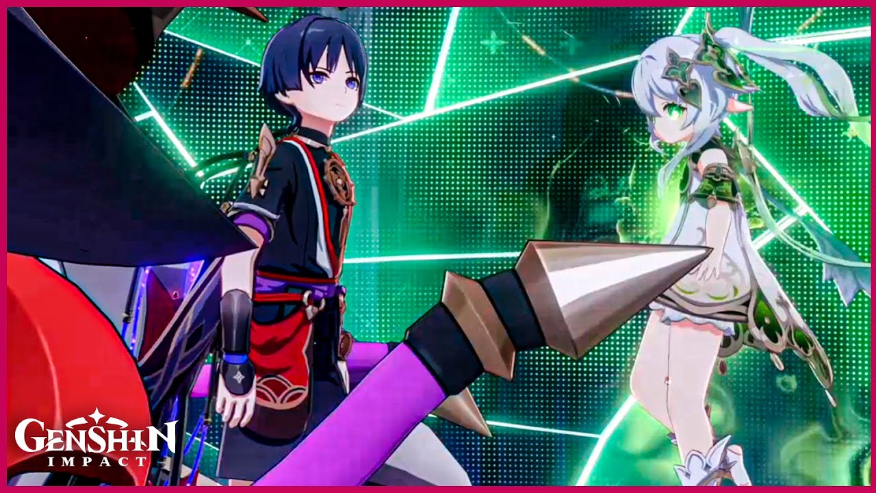 Scaramouche Versus Nahida & Traveler Cutscene Balladeer Boss Fight Time ...