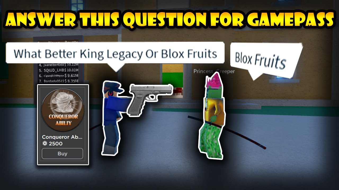 Answer This Question To Get A Gamepass In Roblox King Legacy - YouTube