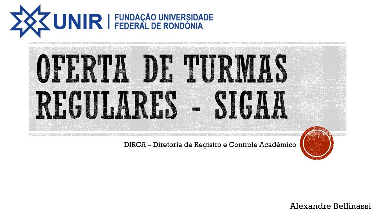 Oferta de Turmas - SIGAA - UNIR - YouTube